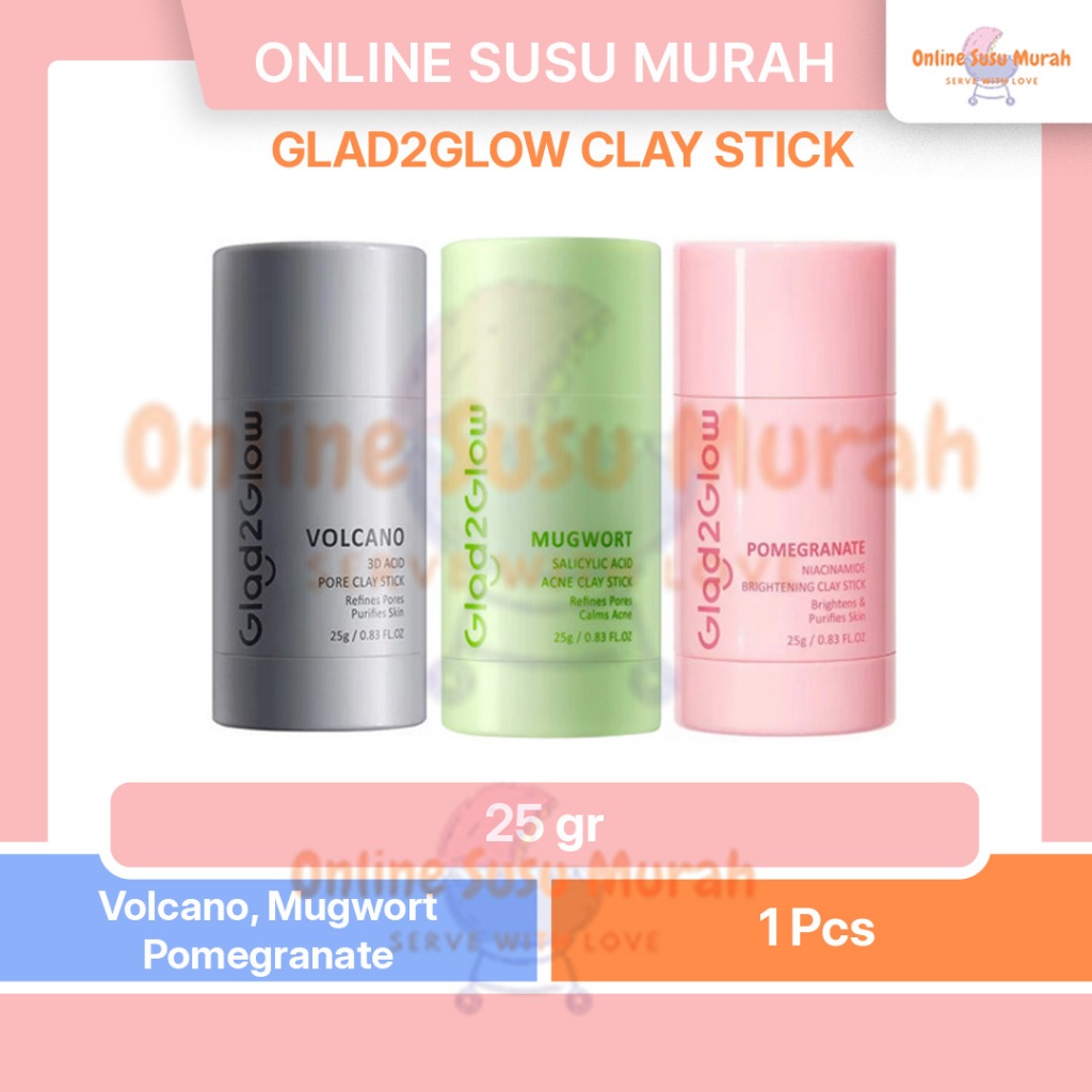 Jual GLAD2GLOW VOLCANO / MUGWORT / POMEGRANATE CLAY MASK STICK PRLA G2G ...
