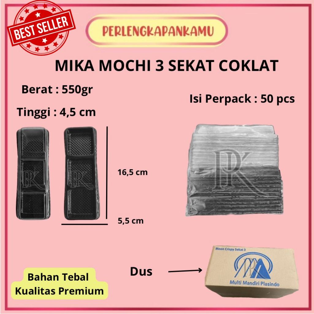 Jual Mika Kue Mochi Tray Moon Cake Crispy Puding Mini 3 Sekat Coklat ...