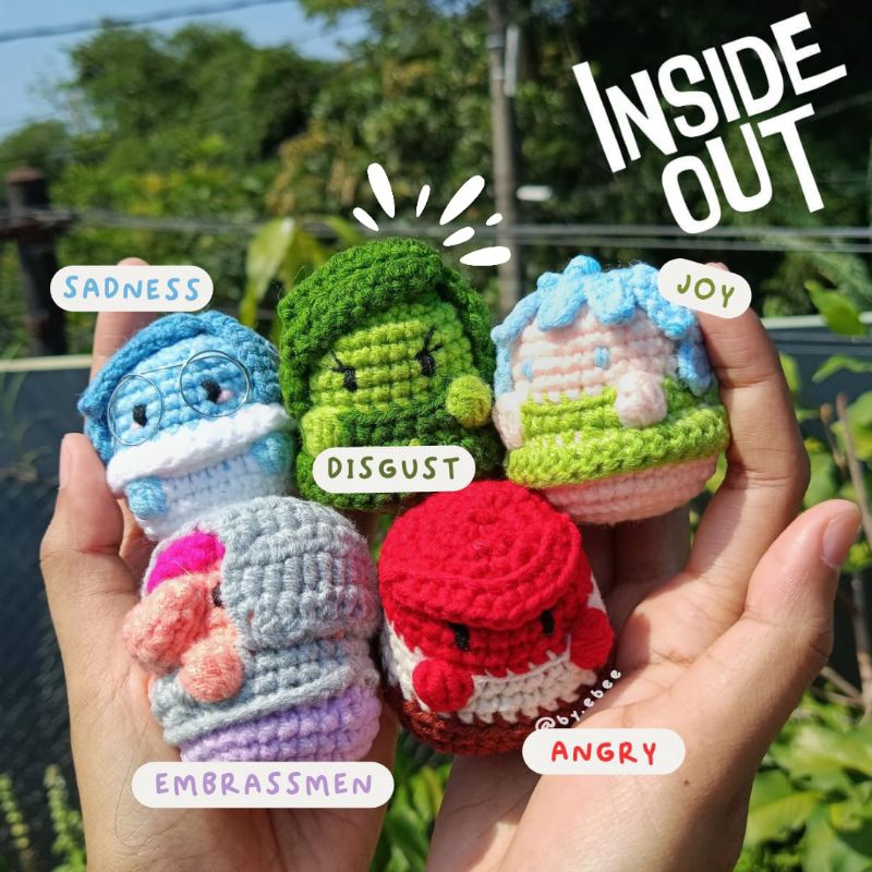 Jual Inside Out Crochet Keychain | Gantungan Kunci Inside Out | Shopee ...