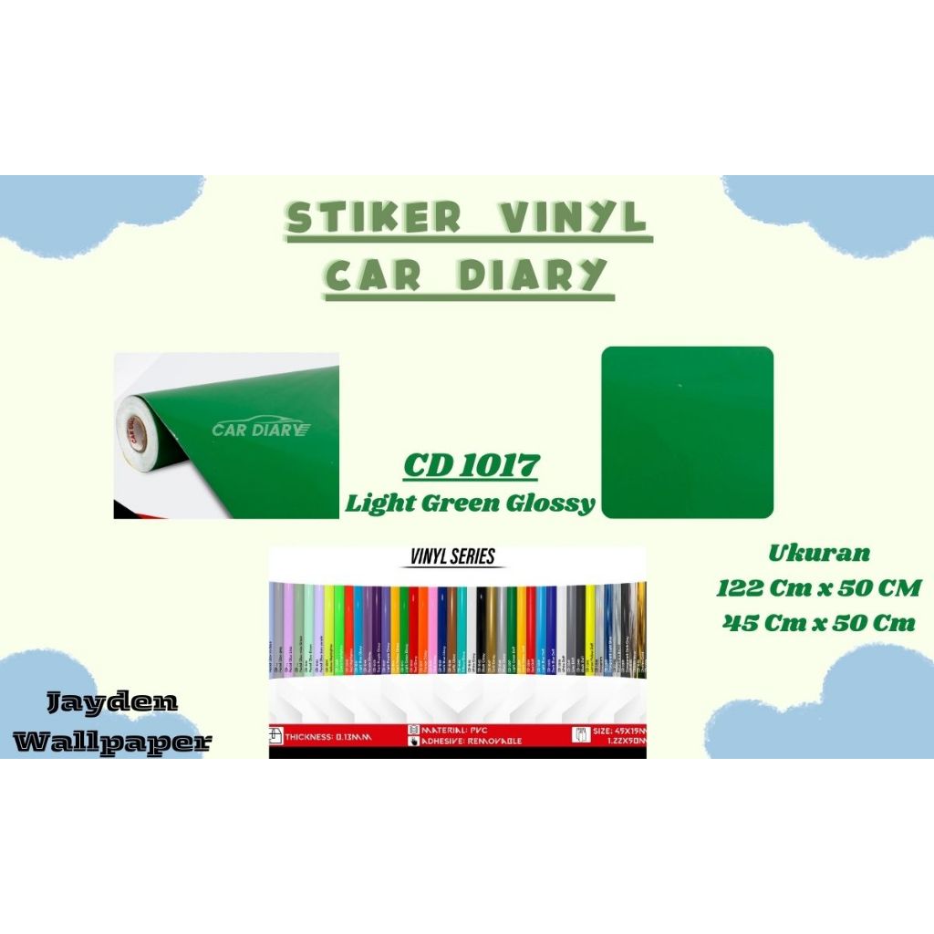 Jual STIKER VINYL LIGHT GREEN GLOSSY(CD 1017) / VINIL CAR DIARY ...