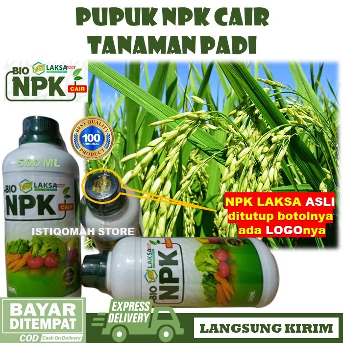 Jual Pupuk Untuk Menghijaukan Daun Padi BIO NPK LAKSA GROW 500ML Pupuk NPK Cair Pupuk Daun Padi ...