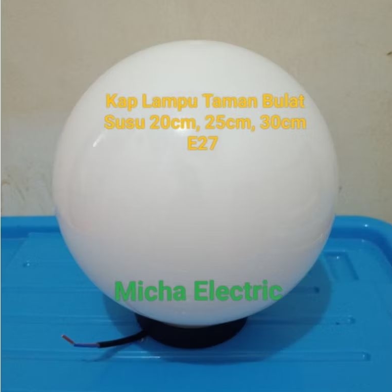 Jual Kap Lampu Taman Bulat Susu 20cm/25cm/30cm E27/ Housing Lampu Taman ...