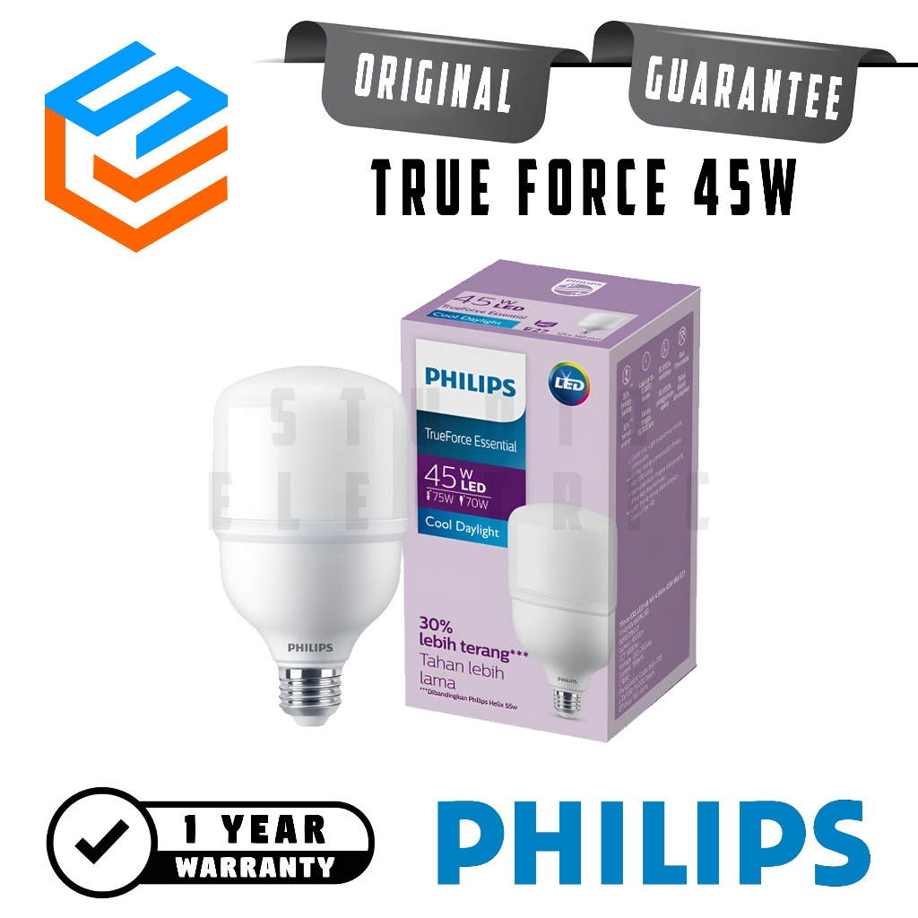 Jual Philips Lampu Bohlam Capsule LED TrueForce Essential 45W TForce Bulb E27 Putih 45 Watt ...