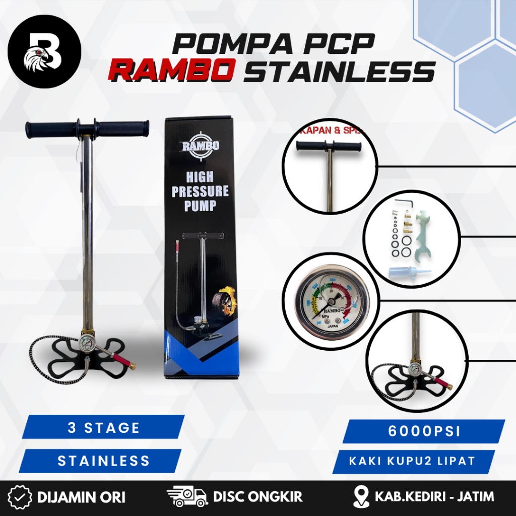 Jual Pompa Rambo STAINLES 6000 PSI Kaki kupu kupu Lipat | Shopee Indonesia