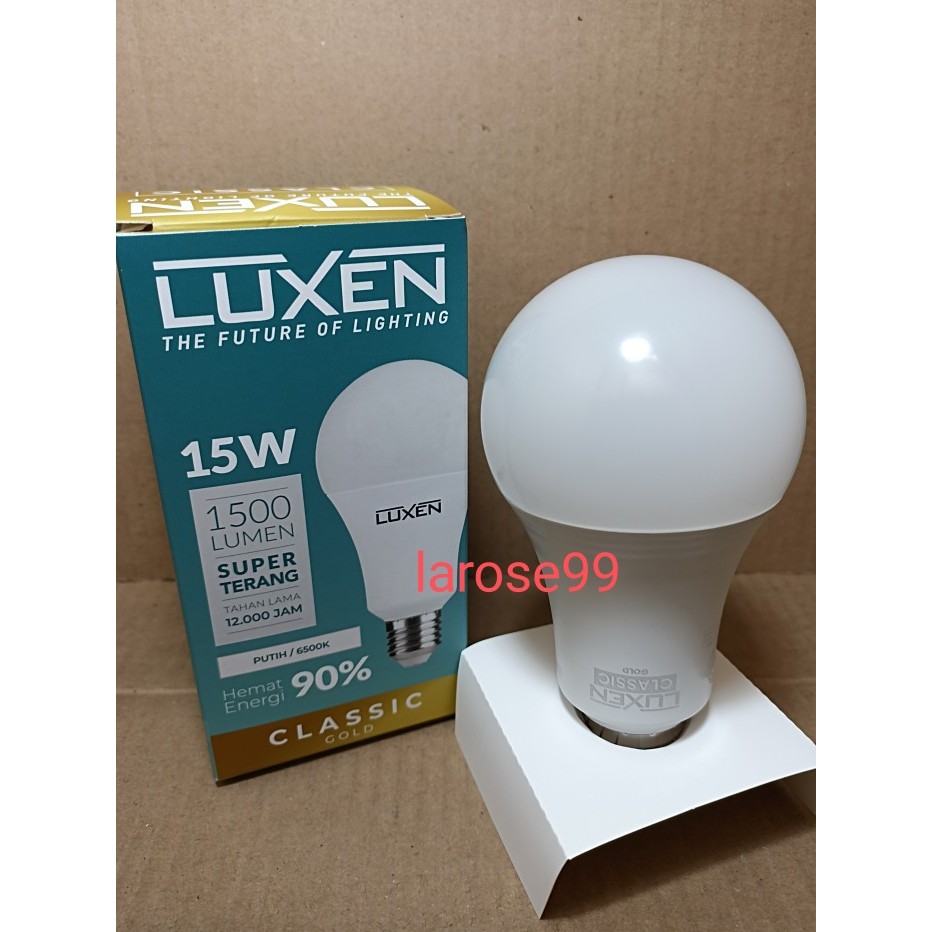 Jual Lampu Bohlam LED Bulb 15 Watt Cahaya Putih / Cool Daylight / 6500K Luxen Classic Gold ...