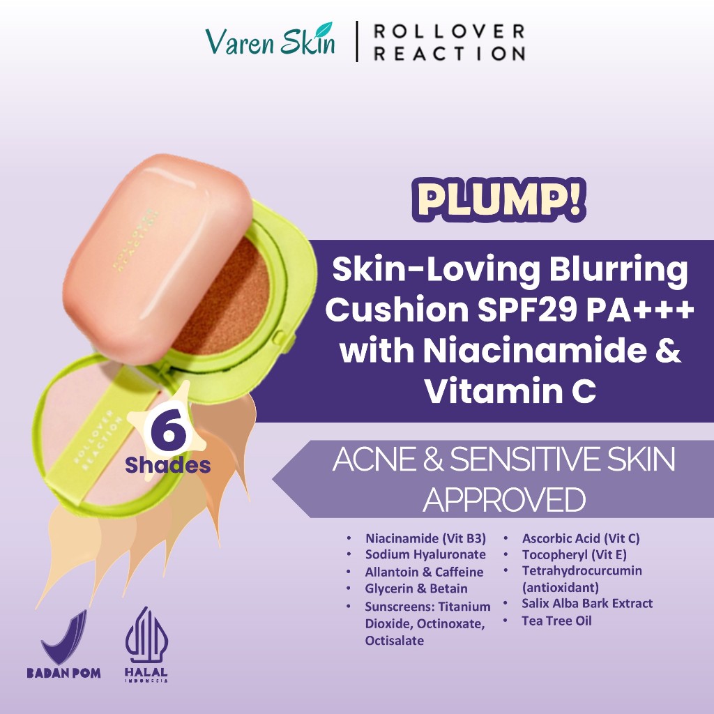 Jual ROLLOVER REACTION PLUMP! Skin Like Acne-Safe Cushion with Blurring ...