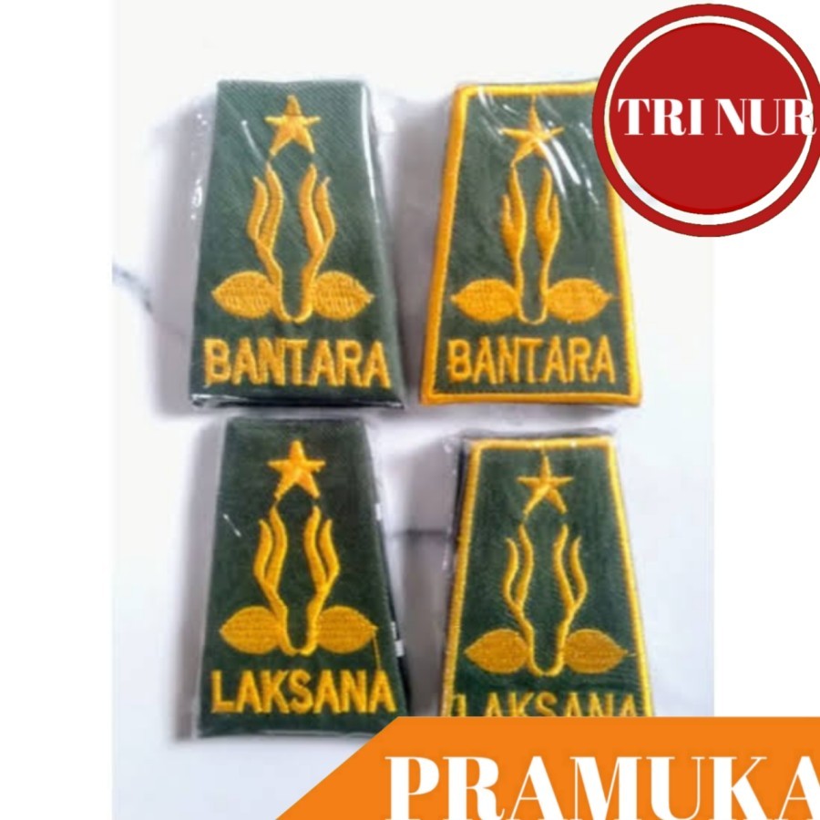 Jual kanan Kiri TKU Bantara & Laksana Bordir / Tanda Pundak Pramuka Bordir / Evolet Pangkat ...