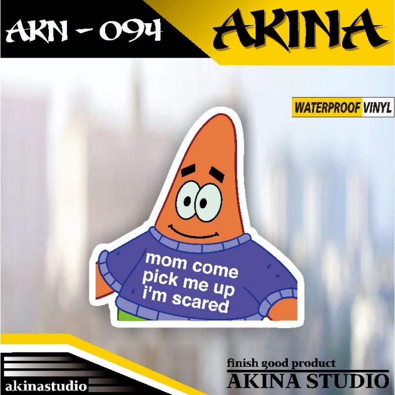 Jual sticker vinyl anti air patrick scared | stiker vinyl anti air ...