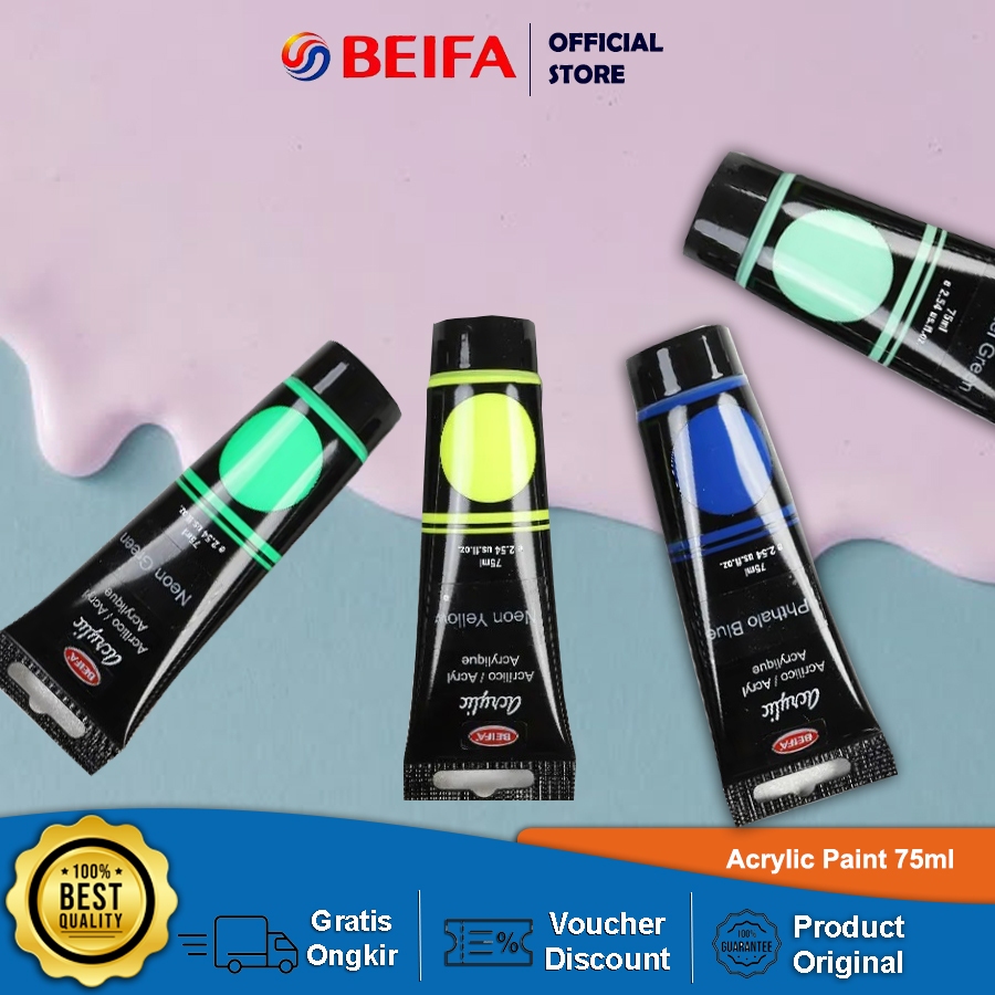 Jual Beifa Acrylic Paint 25 Warna – Cat Akrilik 75ml Warna Cerah, Tahan ...