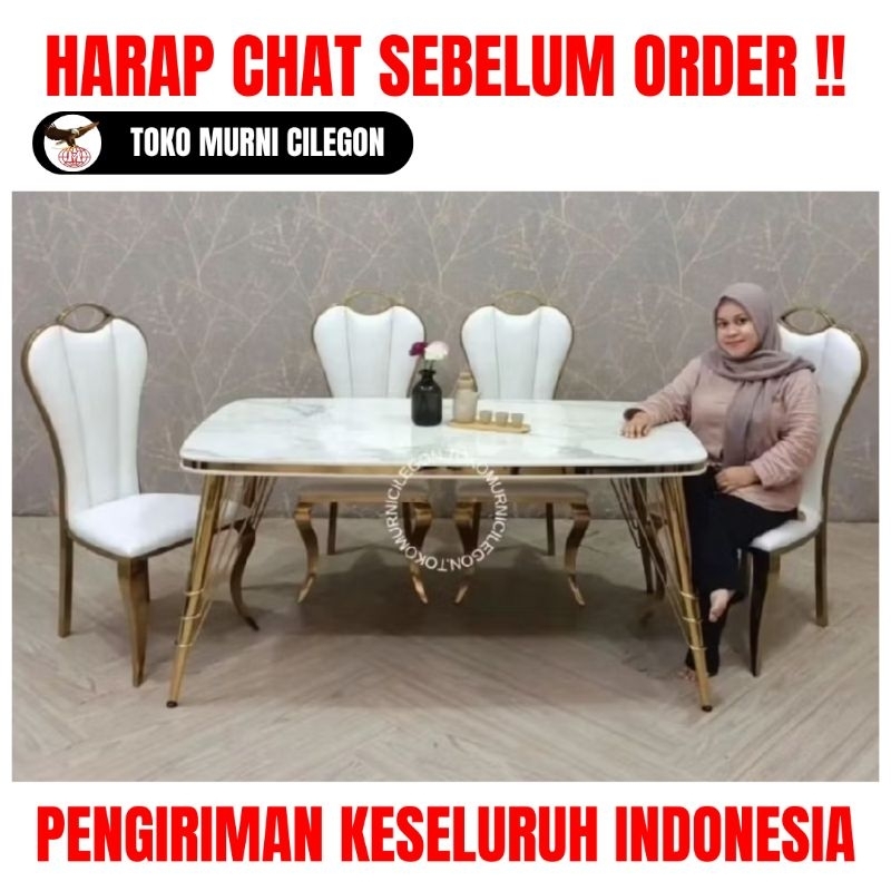 Jual Meja Makan Top Motif Marmer Elizabeth 4 Kursi (free ongkir cilegon ...