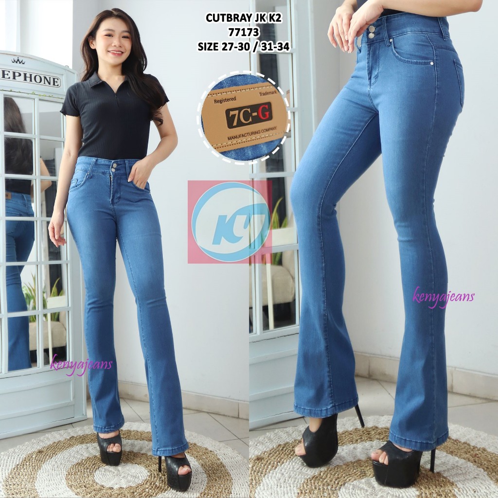 Jual 7C-G Cutbray Jeans Wanita Premium | Bootcut Jeans | Stretch | Fit ...