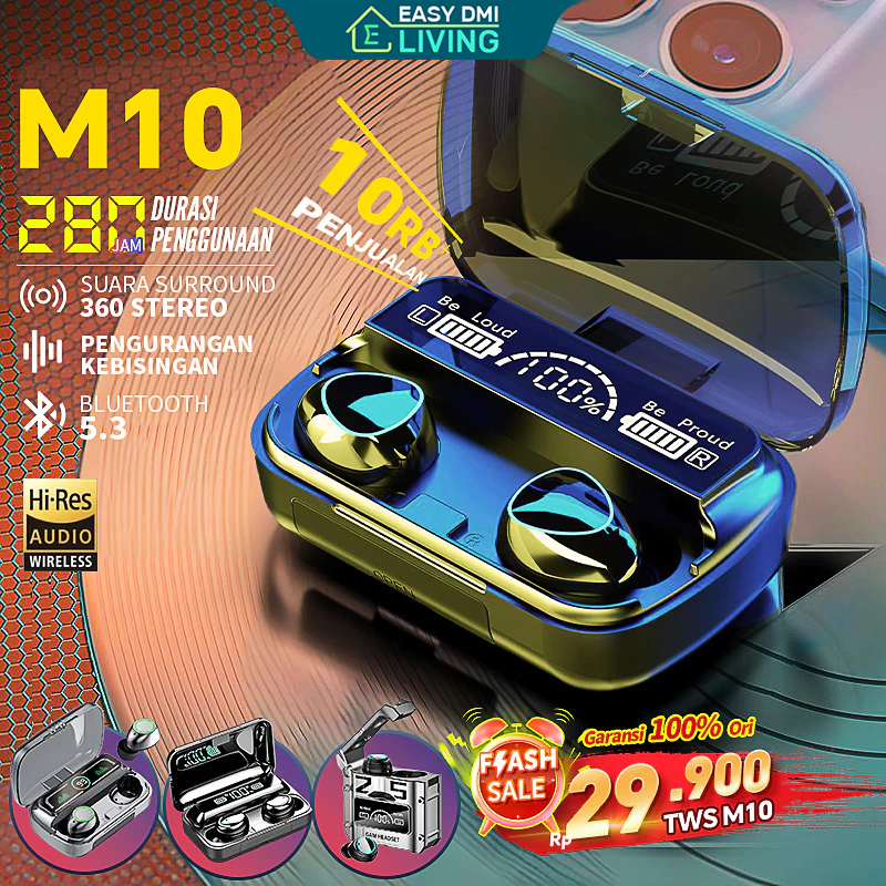 Jual TWS M10/F9/ M25/GL9/M18 Bluetooth Earphone Wireless Gaming Headset Bluetooth 5.3 With Mic ...