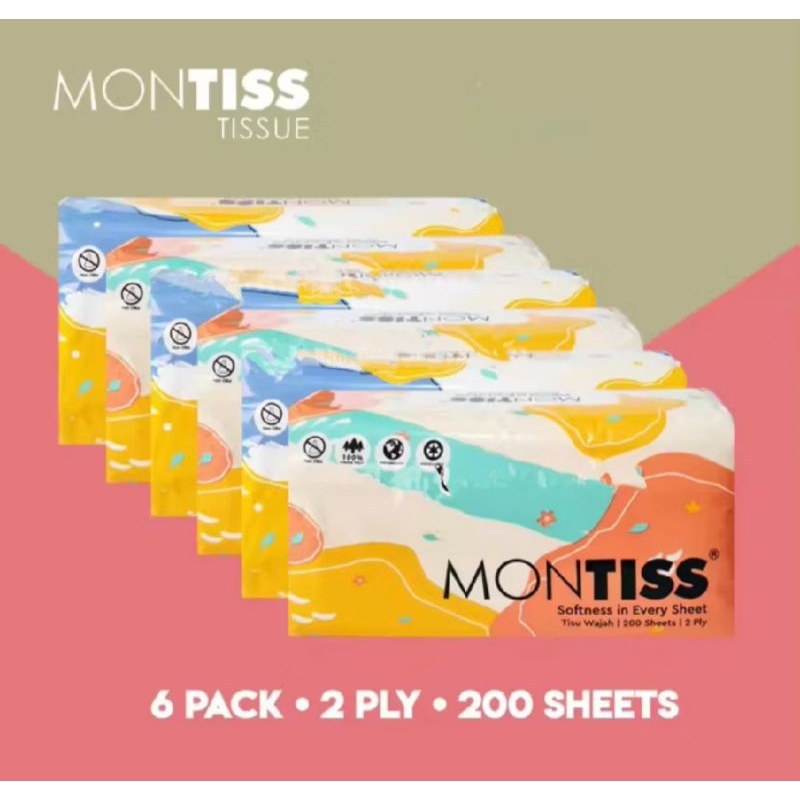 Jual Montiss Facial Tissue 200s isi 6pack | Shopee Indonesia