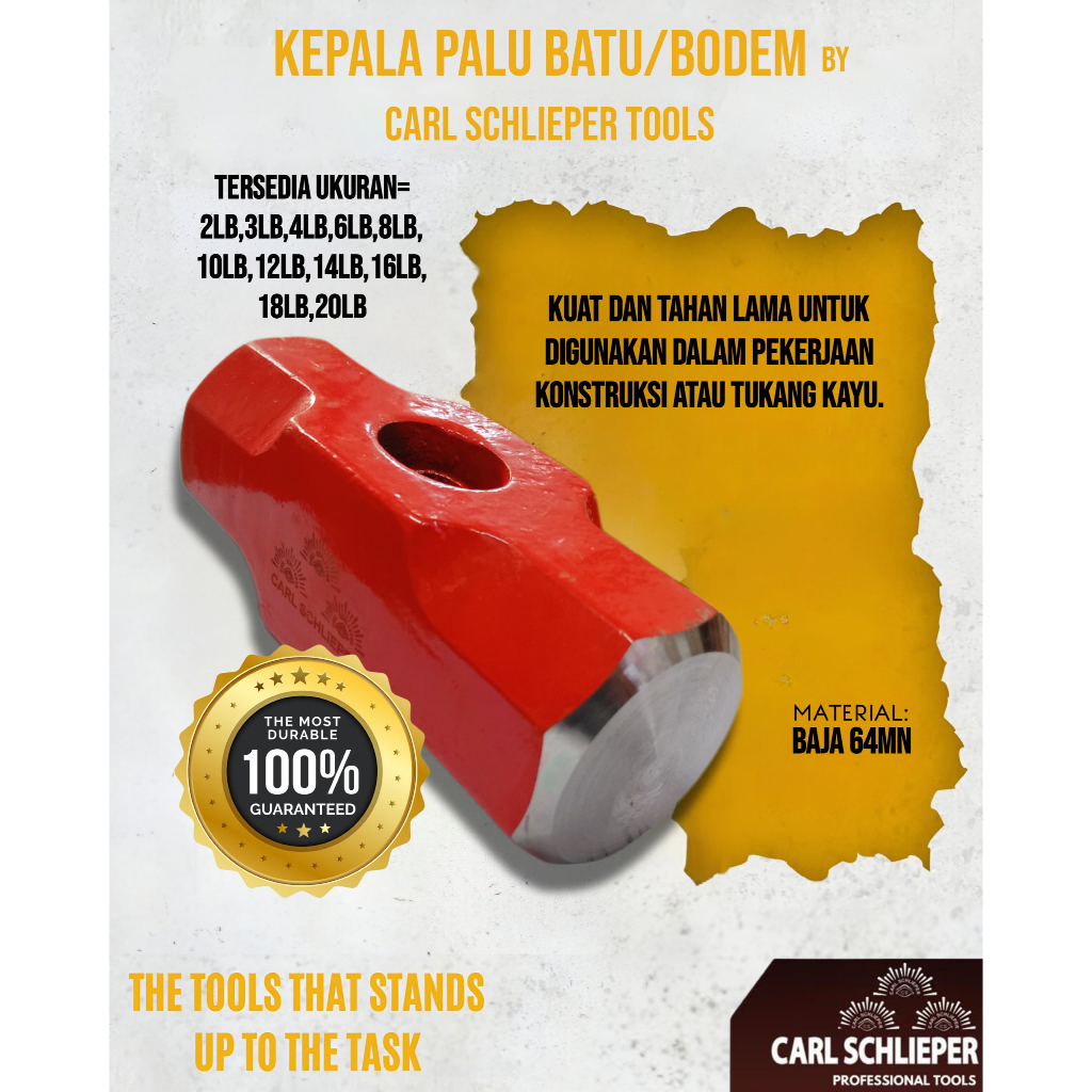 Jual CARL SCHLIEPER Kepala Palu Batu Godam Bodem Hammer Head | Shopee ...