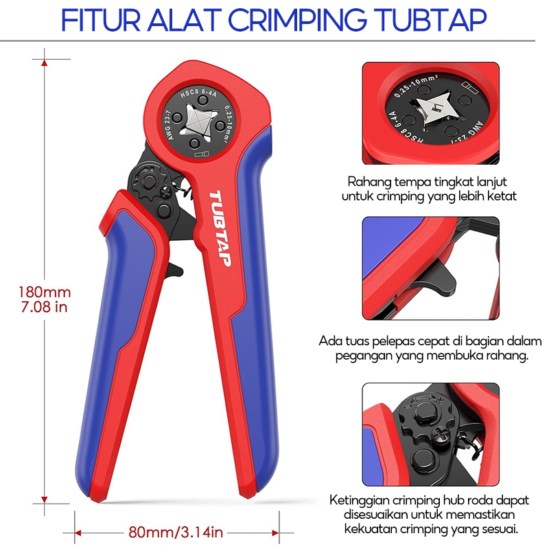 Jual TUBTAP Tang Crimping Ferrules Kit 0,25-10 mm² (AWG 23-7)1200Pcs ...