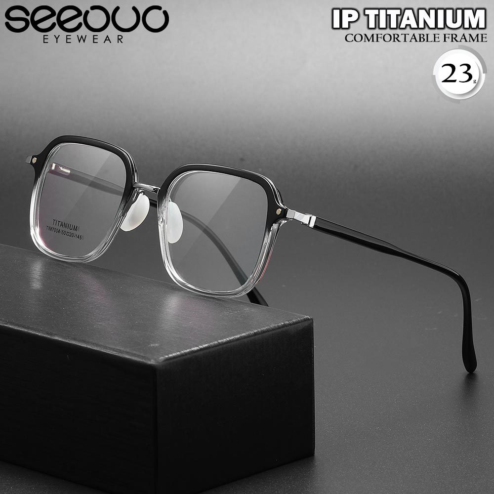 Jual Seeouo Kacamata Plano Bentuk Kotak Stylish Bahan Titanium Kokoh ...