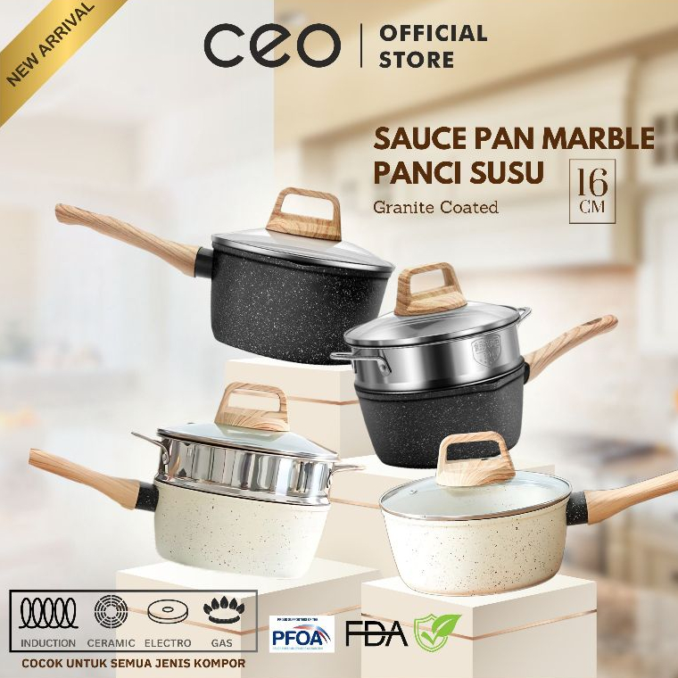 Jual CEO Sauce Pan Marble Granite Coated - Panci Susu Tebal Anti ...