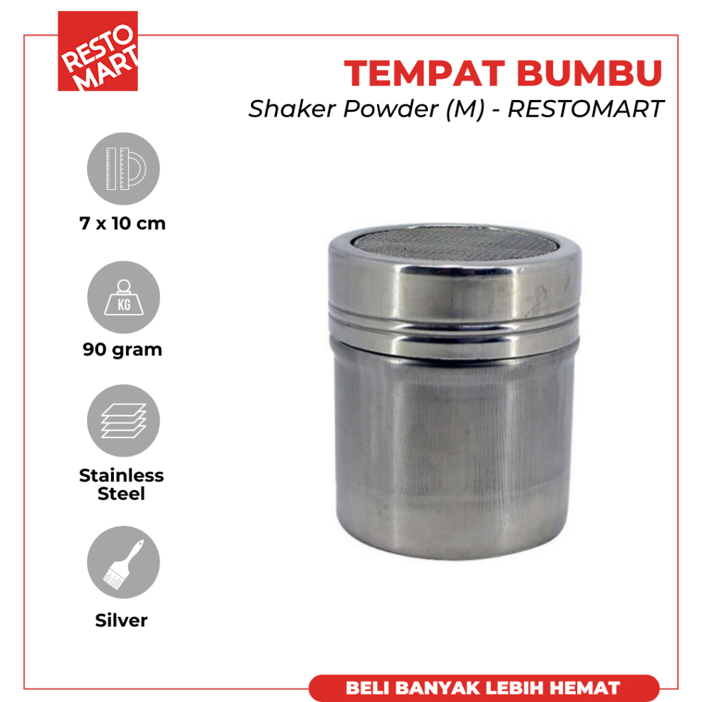Jual Tempat Bumbu Shaker Powder M Restomart Stainless Steel