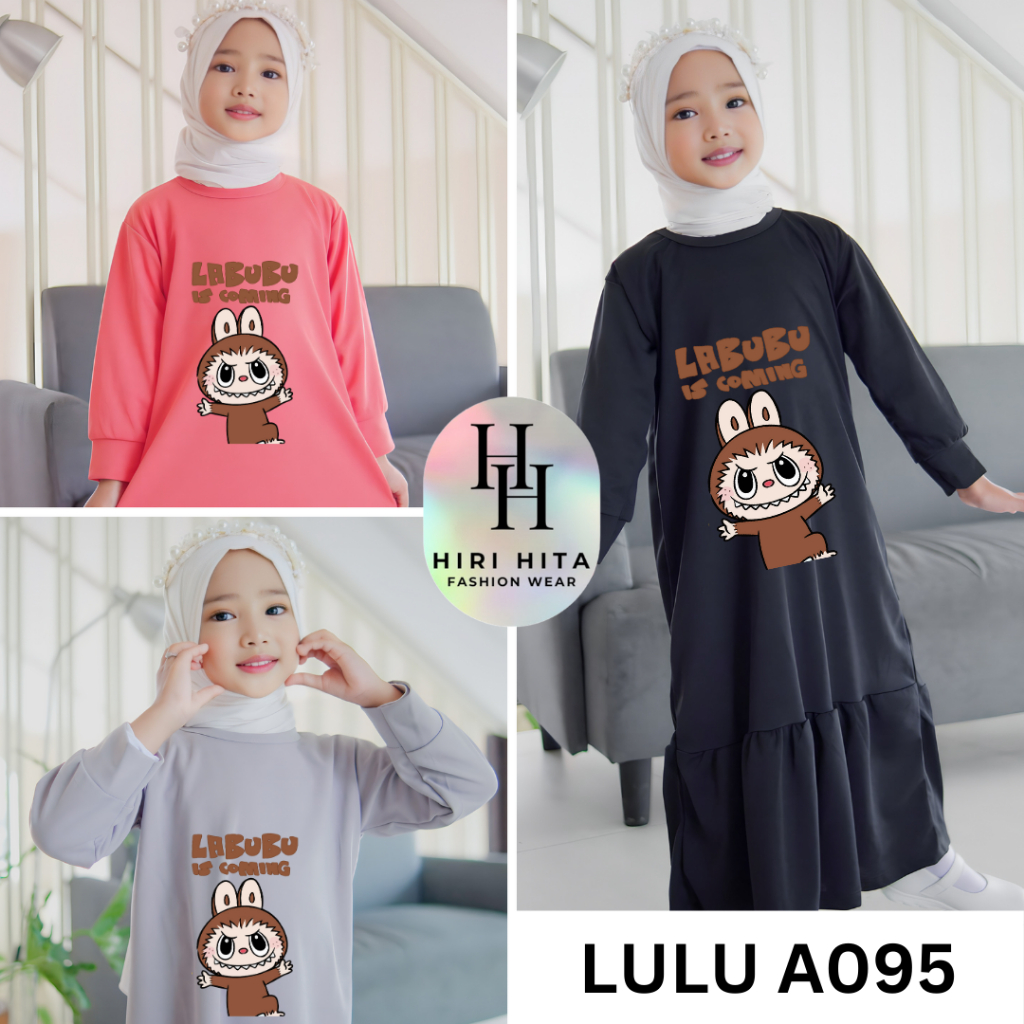 Jual Hirihita A095 Baju Gamis Lulu Anak Perempuan Monster Labu Labu ...