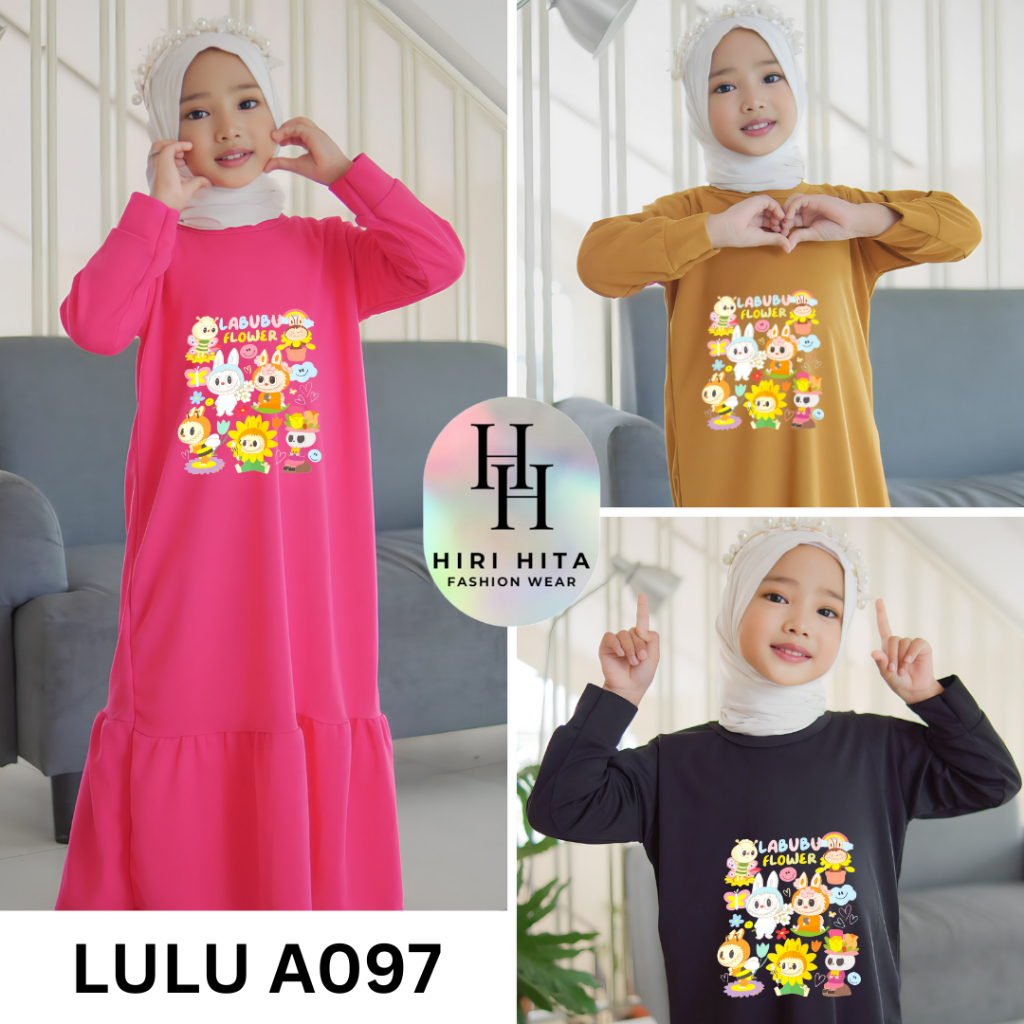 Jual Hirihita A097 Baju Gamis Lulu Anak Perempuan Monster Labu Labu ...
