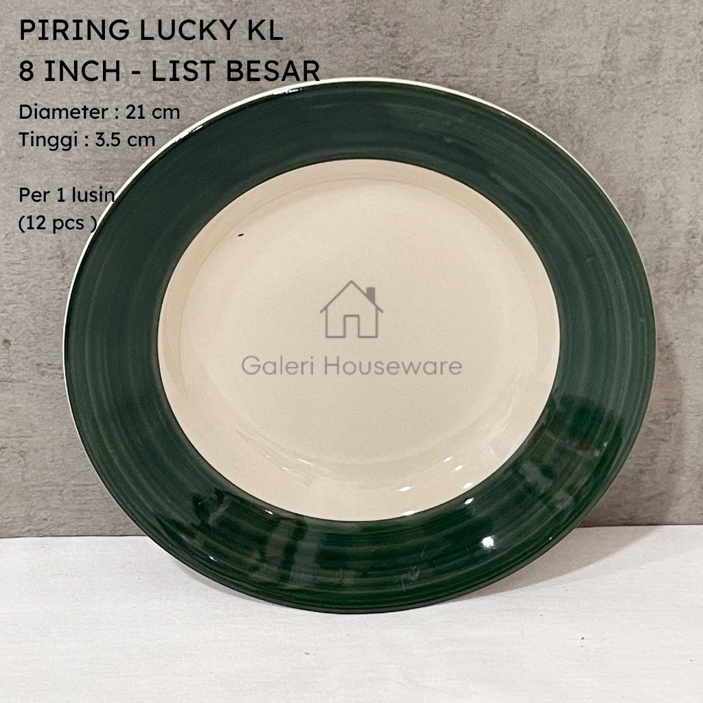 Jual 12PCS PIRING LUCKY KL 8 INCH LIST BESAR / PIRING KERAMIK MAKAN ...