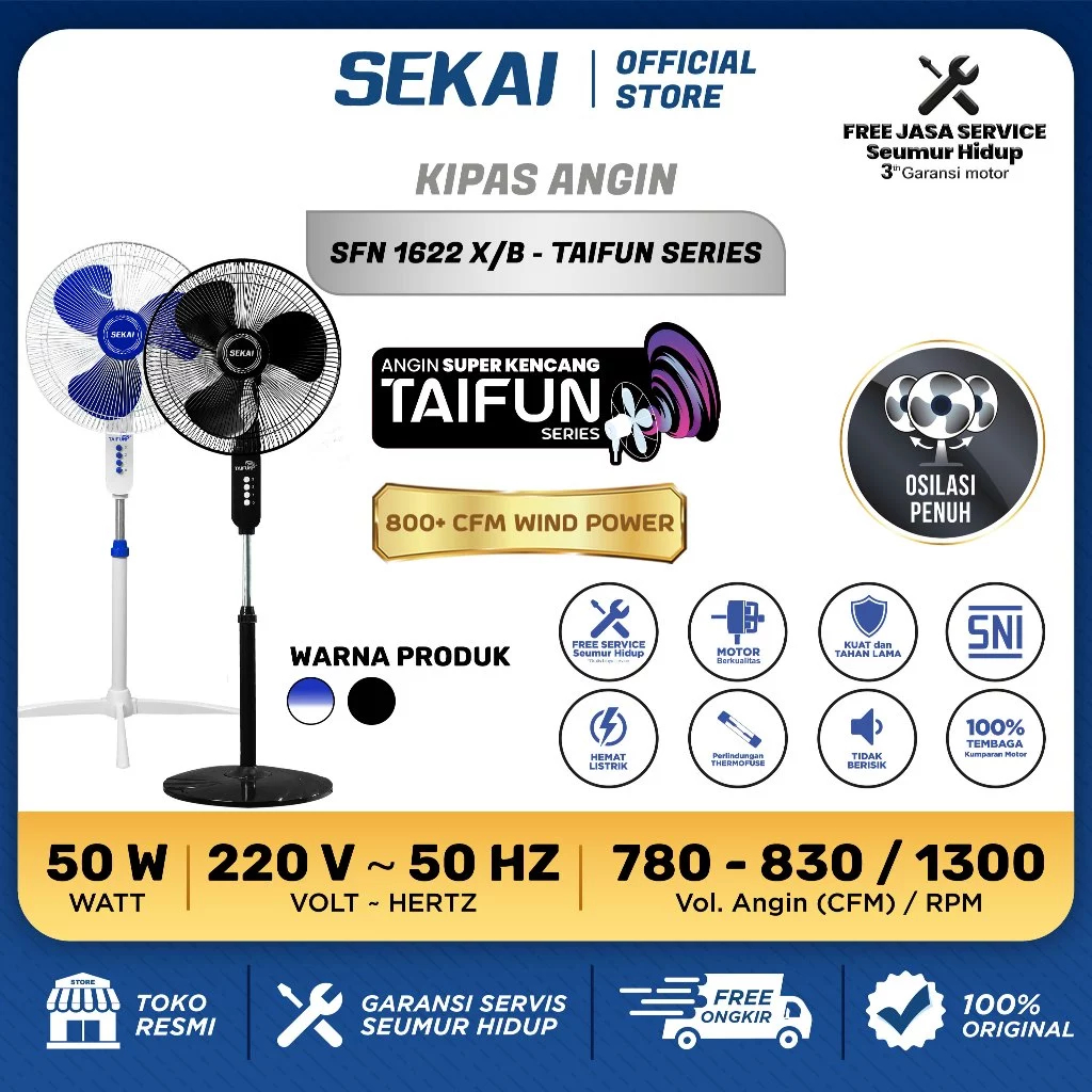 Jual SEKAI Kipas Angin Berdiri / Stand Fan 16 Inch Taifun Series - SFN ...