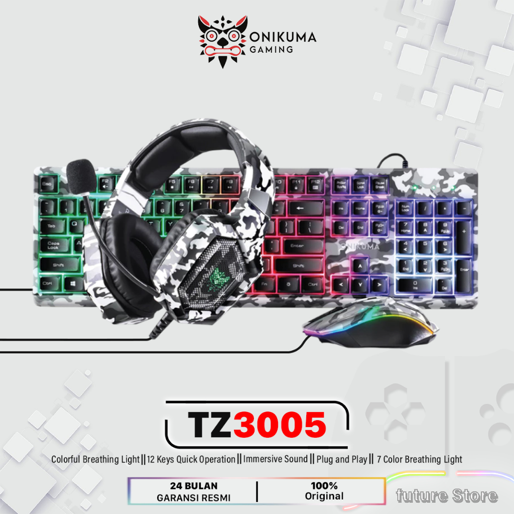 Jual ONIKUMA PAKET SET 3 IN 1 GAMING - HEADPHONE GAMING - HEADPHONE RGB ...