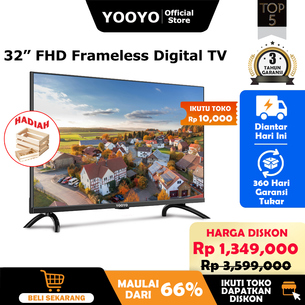 Jual YOOYO TV Digital 32 inch-TV LED FHD 2K-HDR10-MEMC-Dolby AUDIO-DBX ...