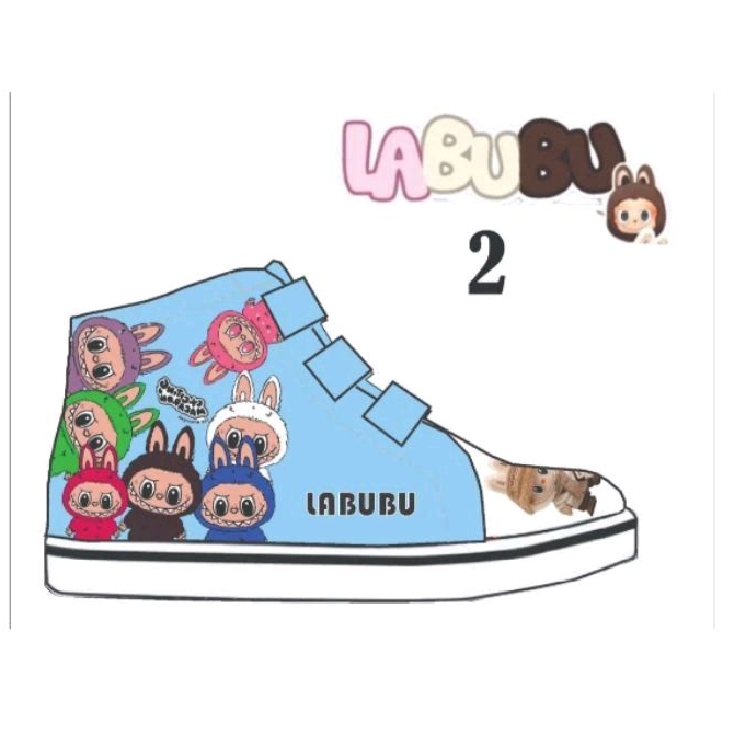 Jual ADS - Sepatu anak karakter LABUBU Biru putih | Free cetak nama ...