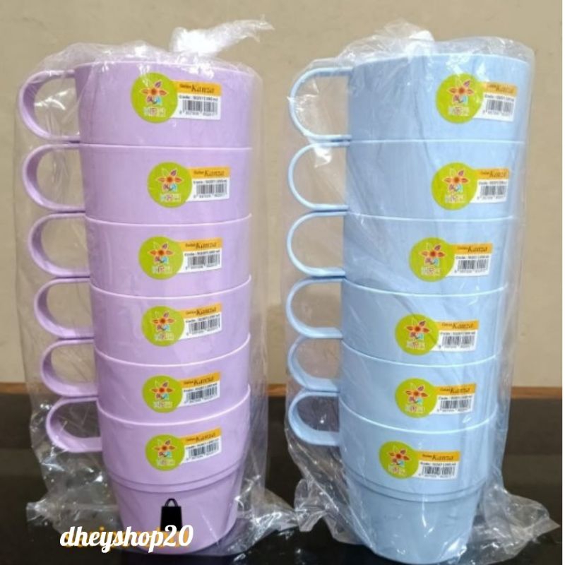 Jual 6 PCS GELAS POCI KANZA KIREI 390ML / CANGKIR PLASTIK KR - 1027 ...