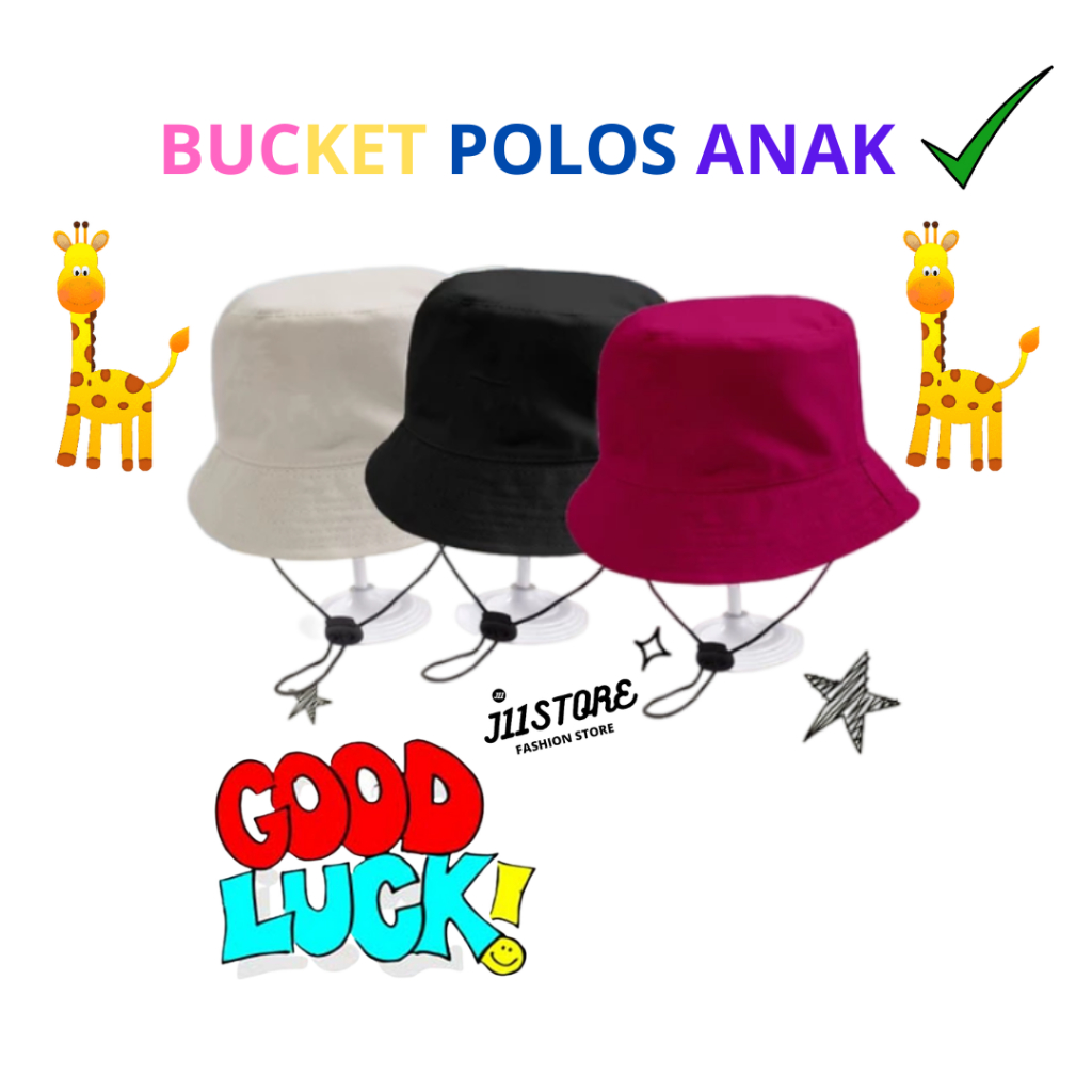 Jual Topi Bucket Anak Polos Ada Tali / Bucket Anak Polos Laki Laki Dan ...