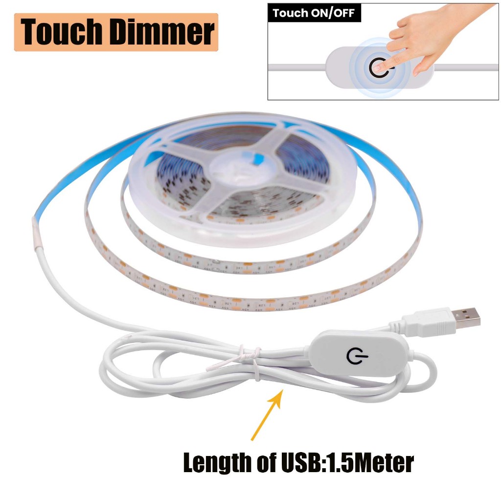 Jual USB LED Strip 5V Dimmer Saklar Sentuh 1M-5M 2835 TV Rak Cermin ...