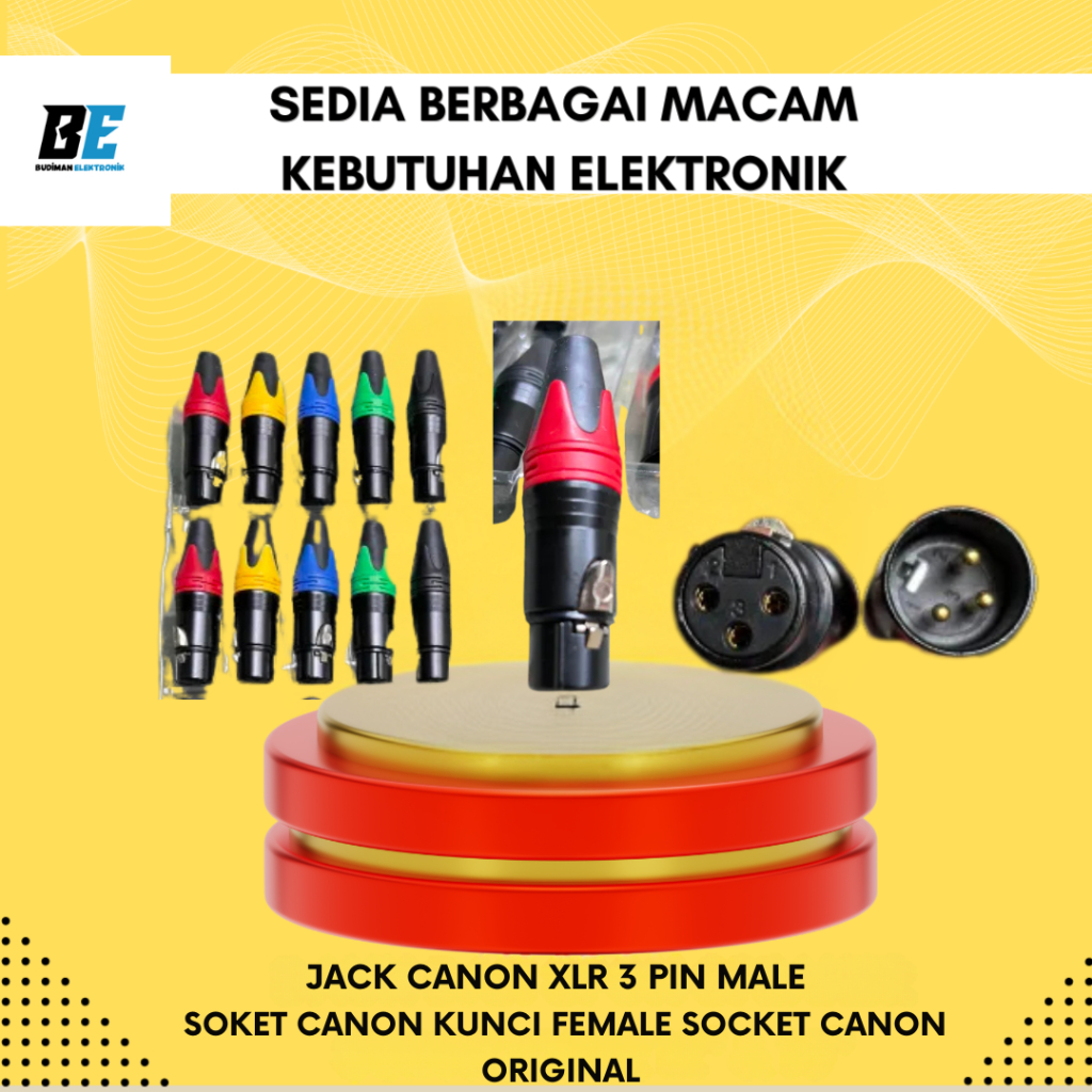 Jual Jack jek Canon XLR 3 Pin Male / Soket Canon Kunci Female Socket ...