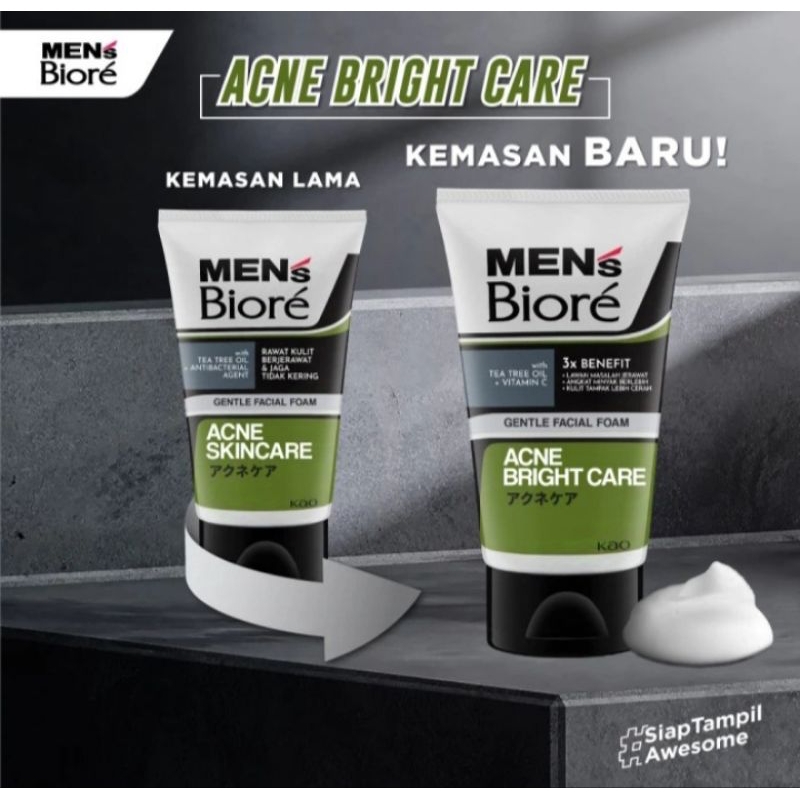 Jual MEN'S BIORE Facial Foam Non Scrub Acne Bright Care 100g | Shopee ...
