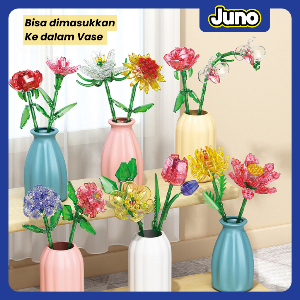 Jual JUNO Mainan Block Bunga Buket Puzzle Bricks Susun Balok Flower ...