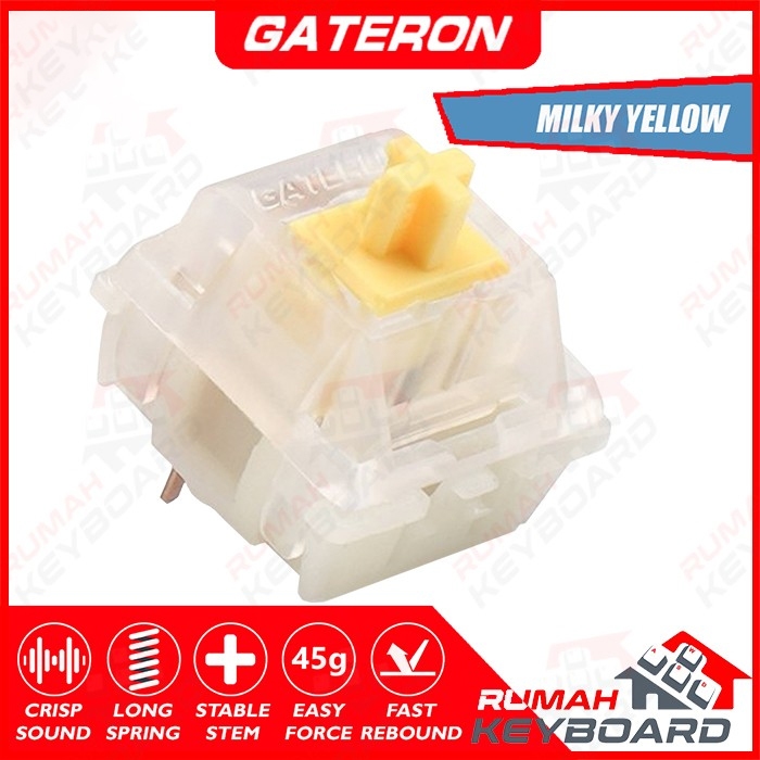 Jual GATERON - Switch - Milky Yellow - 5 PIN - 50g - PCB Mount - Linear ...