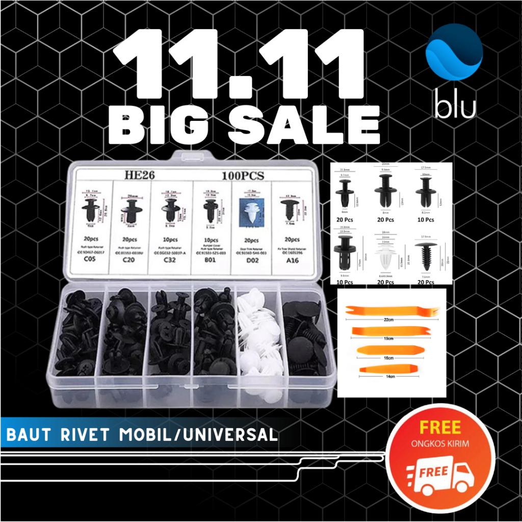 Jual Baut Rivet Mobil/Universal Klip Bumper Baut Body Plastik Mobil ...