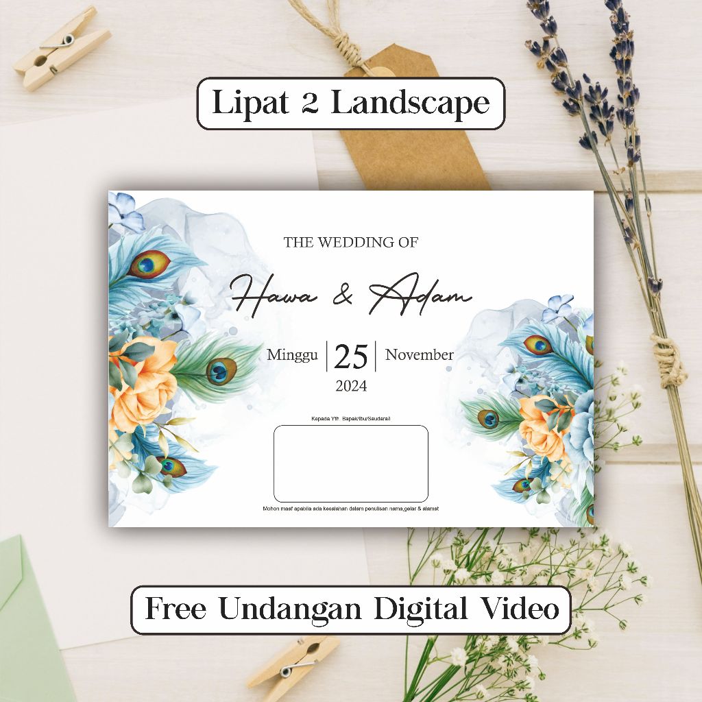 Jual Undangan Pernikahan Lipat 2 Landscape / Undangan Pernikahan Murah ...