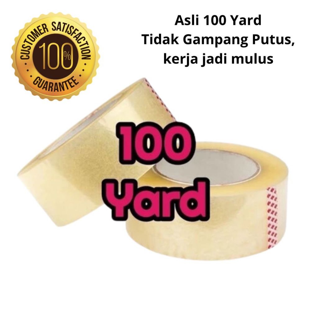 Jual ASLI 100 Yard Tebal 48mm LAKBAN BENING 100YARD ISOLASI SELOTIP ...