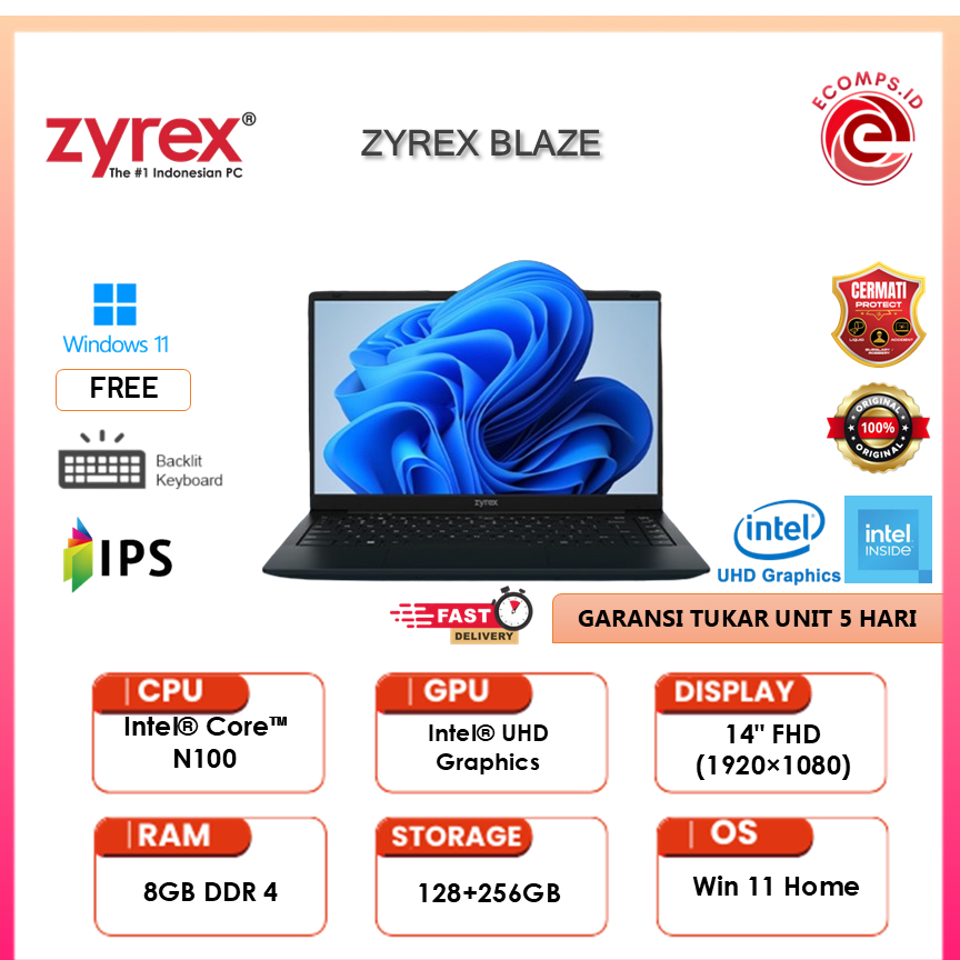 Jual Laptop ZYREX ULTRA N100 8GB 128GB+256GB W11 14.0" - STANDAR ...