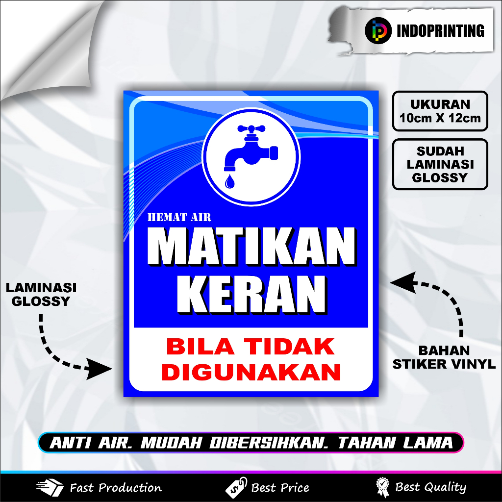 Jual STIKER MATIKAN KERAN AIR SUDAH LAMINASI GLOSSY | Shopee Indonesia