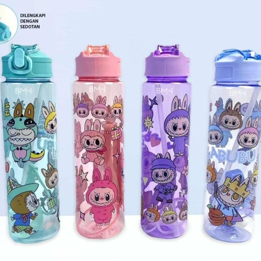 Jual Botol Minum Anak Sekolah Karakter Labubu Tumbler Plastik Transparan Bpa Free 900ML | Shopee ...