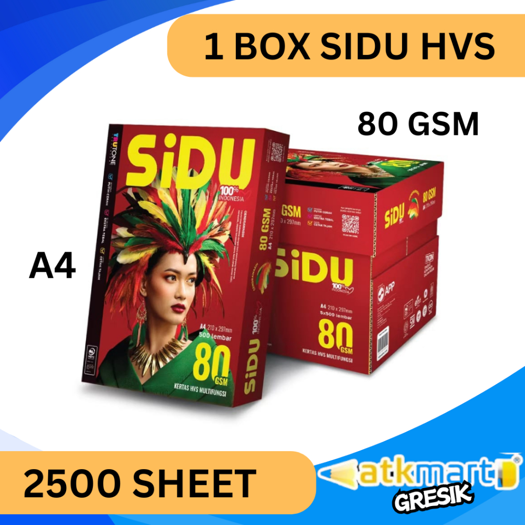 Jual Kertas HVS SINAR DUNIA (SIDU) A4 80 GSM 1 BOX 5 RIM / 1 DUS HVS A4 80 GRAM | Shopee Indonesia