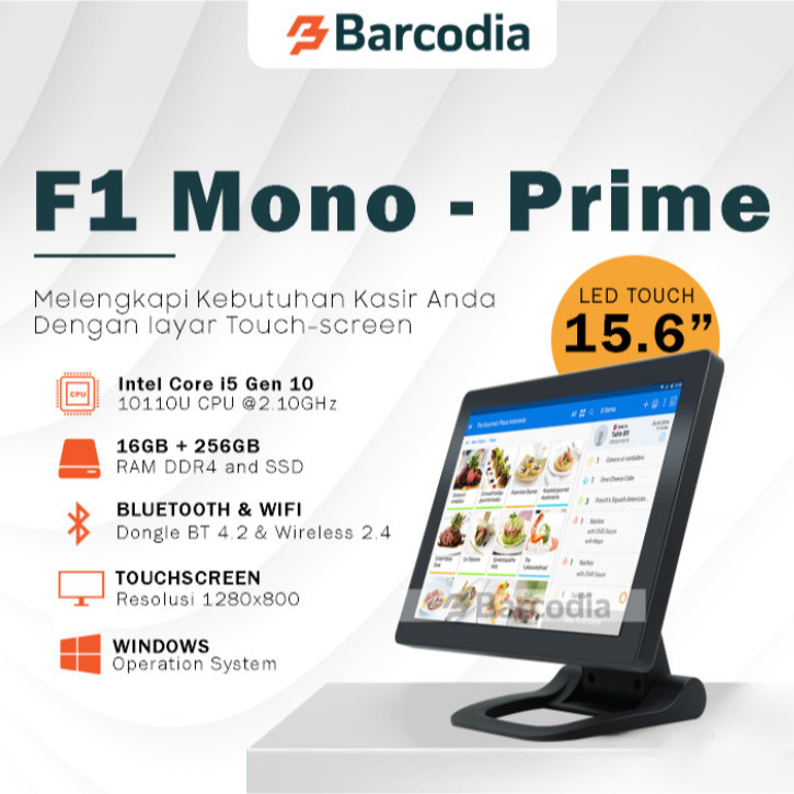 Jual Barcodia Mesin Kasir Iware F1 Mono Prime Core i5 PC POS All in One 16/256GB Touchscreen ...