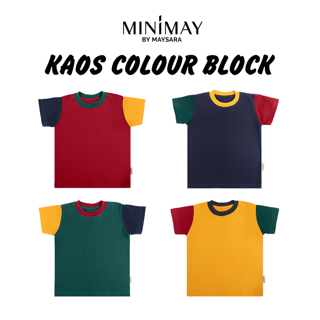 Jual Kaos Anak Kombinasi Warna Color Block Maysara Minimay Usia 1 2 3 4 ...