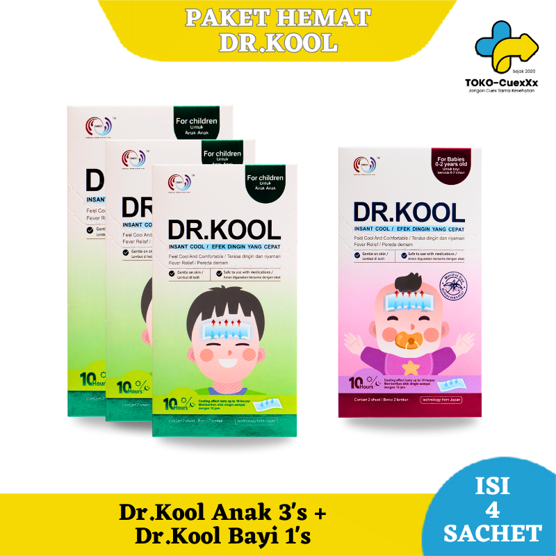 Jual DR.KOOL Fever Kid 3x2 Sachet & Fever Baby 1x2 Sachet - Plester ...