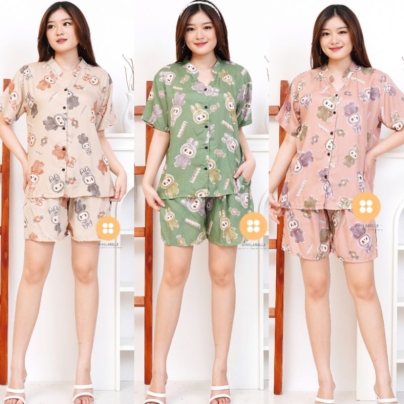Jual WHY.LABELLE setelan piyama LABUBU mom and kids | Shopee Indonesia