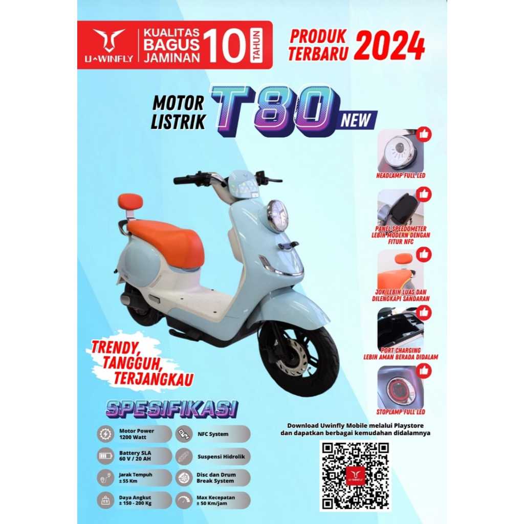 Jual Motor Listrik Uwinfly T80 T85 Garansi Resmi 2025 | Shopee Indonesia