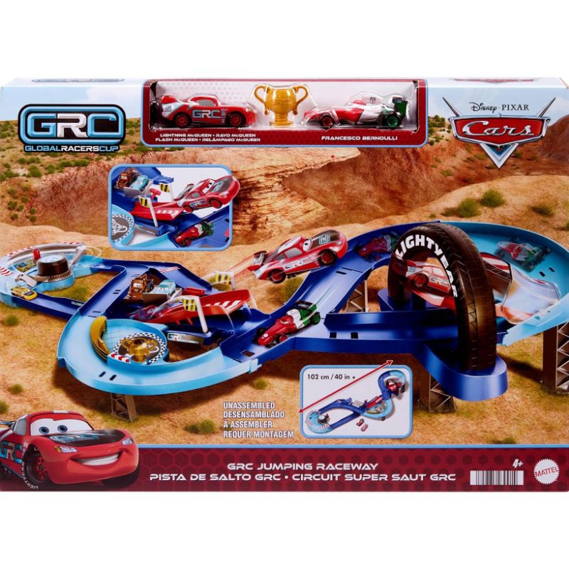 Jual Disney Pixar Cars playset with 2 car GRC jumping raceway track car ...