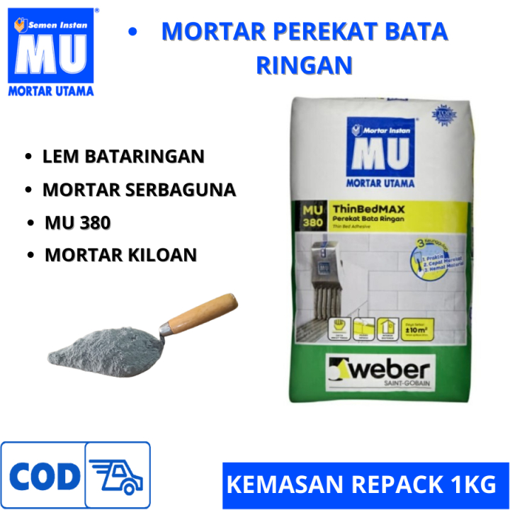 Jual mortar kiloan - lem bata ringan - lem MU 1 kg - perekat bata ...